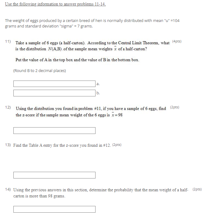 Solved Use the following information to answer problems | Chegg.com