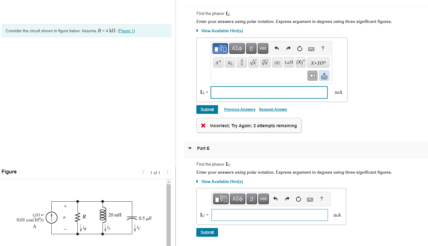 Solved Find the phasor IL Enter your answers using polar | Chegg.com