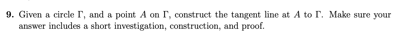 Solved Given a circle Γ, ﻿and a point A ﻿on Γ, ﻿construct | Chegg.com