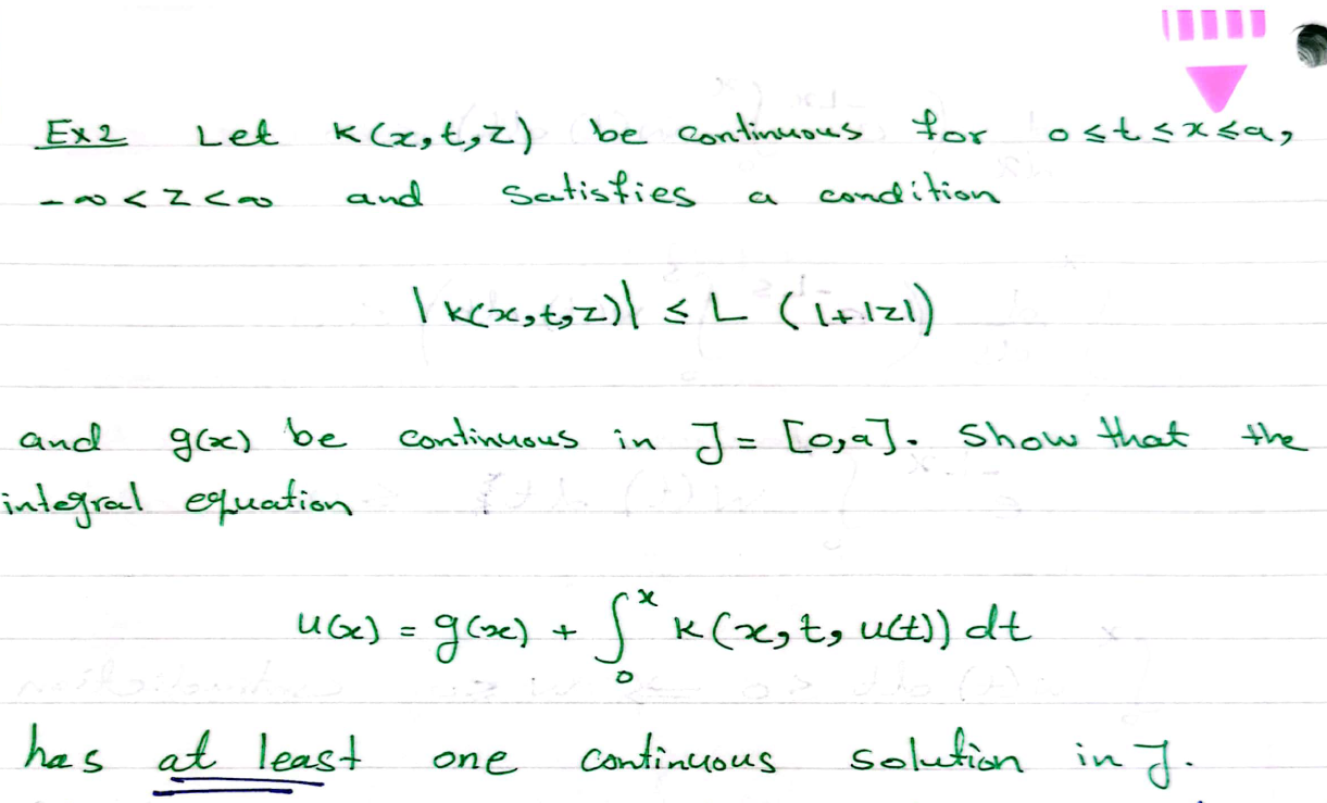 Solved Ex2 Let \\( k(x, t, z) \\) be continuous for \\( 0 | Chegg.com