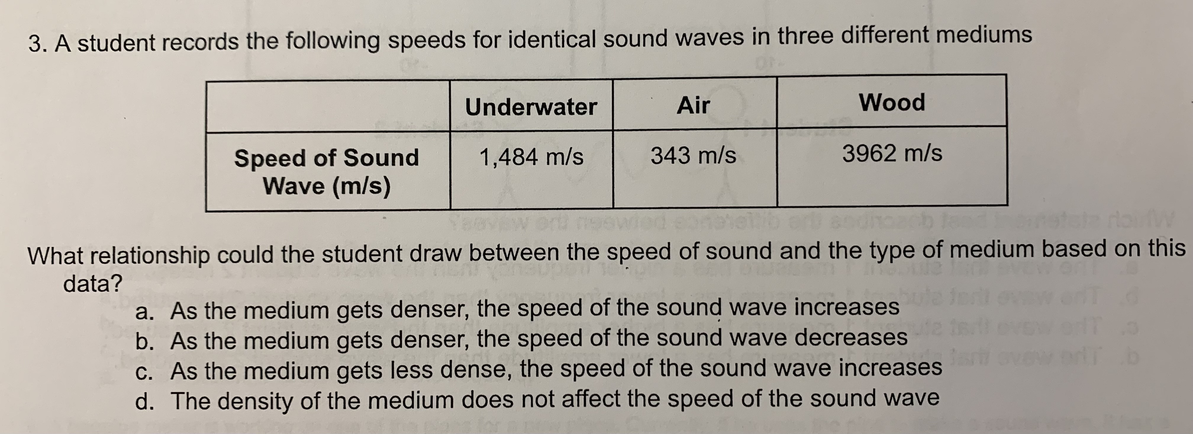 Solved 3.A student records the following speeds for | Chegg.com