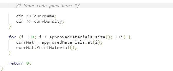 Solved te code to assign name and density properties to | Chegg.com