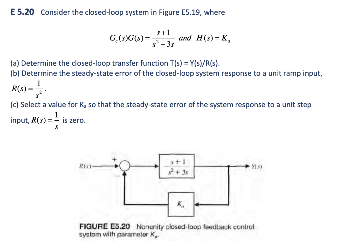 Solved E 5 20 Consider The Closed Loop System In Figure