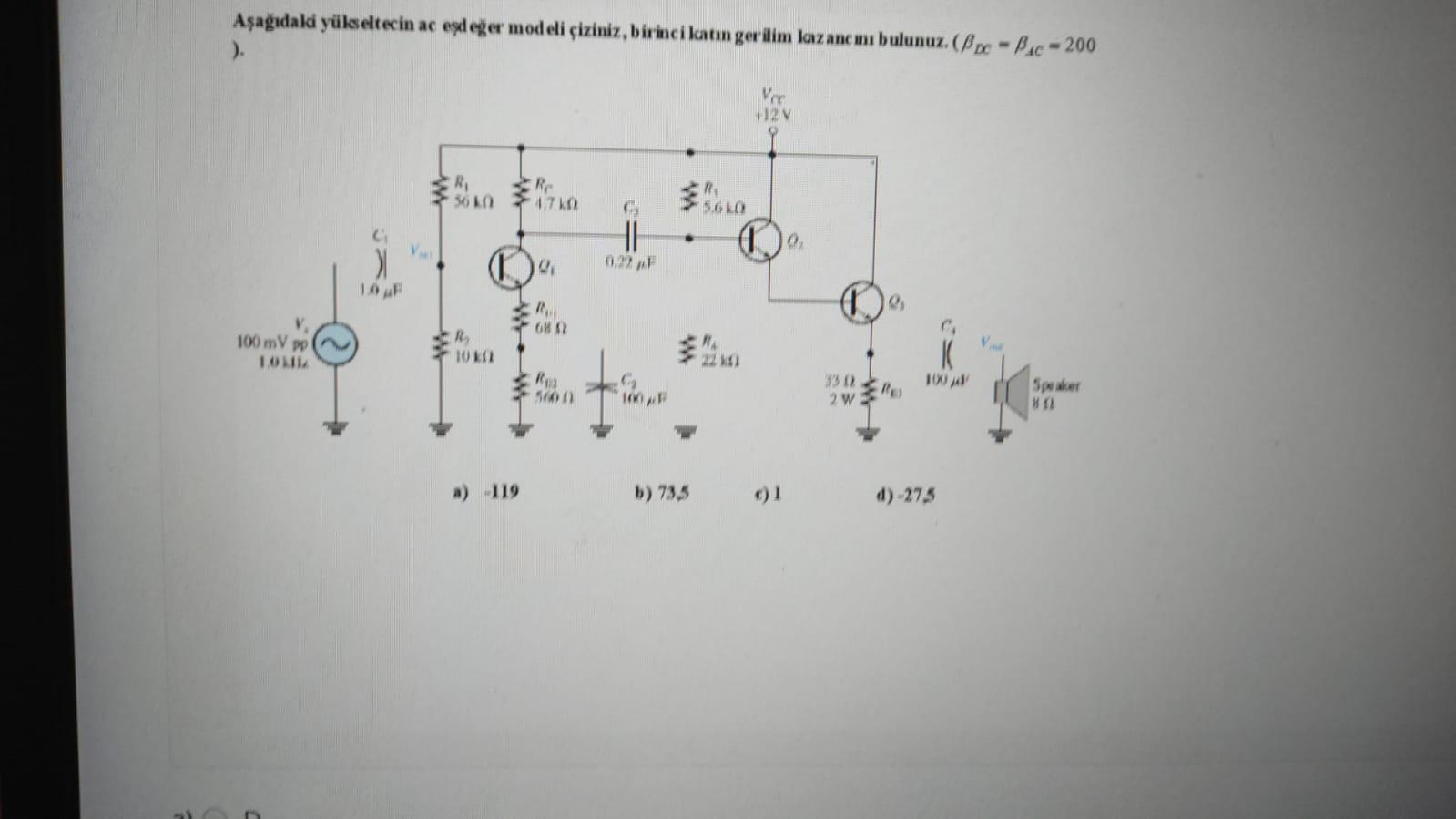 Solved Find the voltage gain of the 1st floor beta dc =beta | Chegg.com