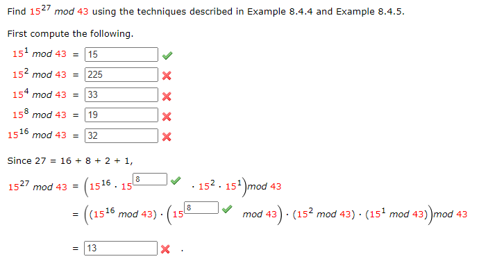 Solved Find 1527mod43 using the techniques described in | Chegg.com