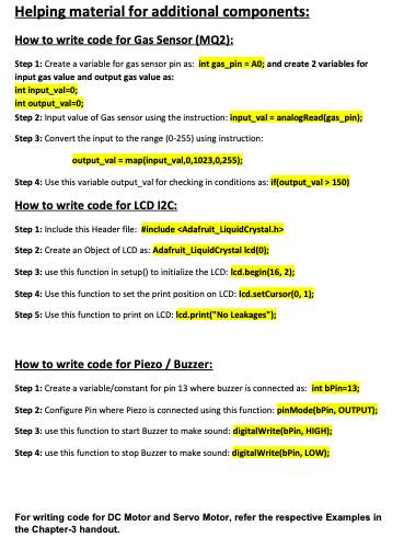 Solved How to write code for Gas Sensor (MQ2): Step 1: | Chegg.com