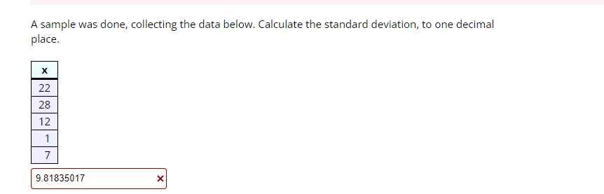 Solved A sample was done, collecting the data below. | Chegg.com