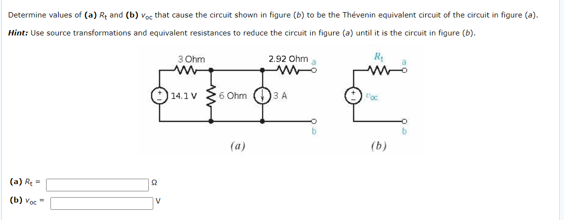 Solved Determine values of (a) Rt and (b) voc that cause the | Chegg.com