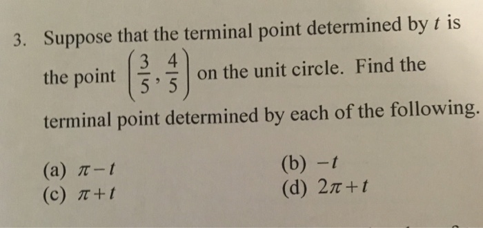 Solved Suppose that the terminal point determined by t is | Chegg.com