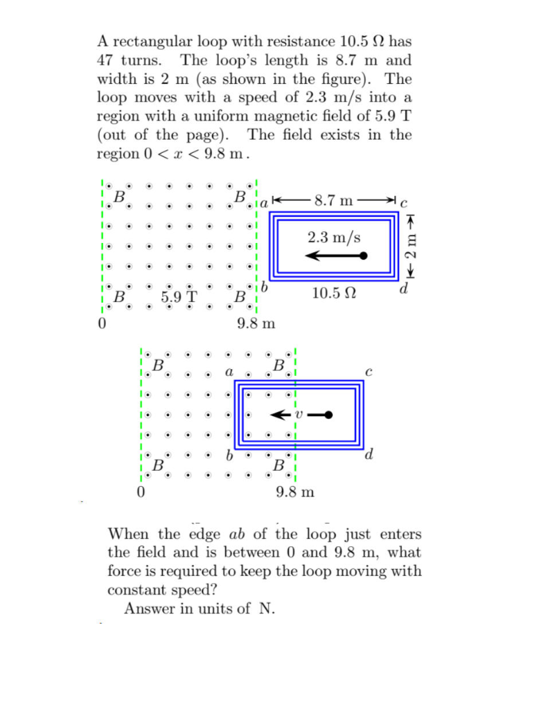 Solved A rectangular loop with resistance 10.5 Ω has 47 | Chegg.com