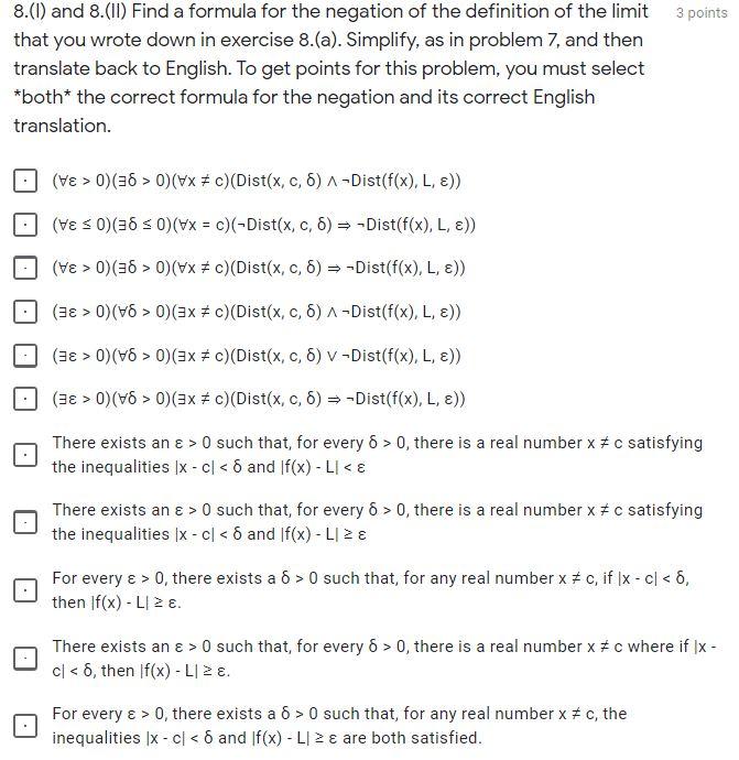 Solved 7.(1) Negate the proposition below. Then simplify as | Chegg.com