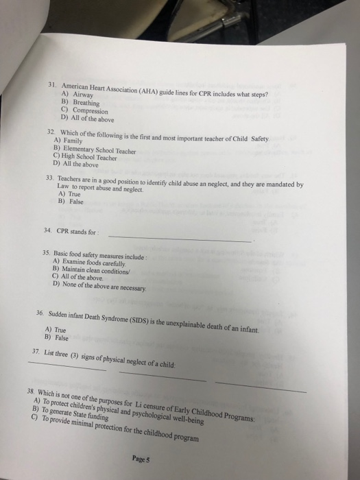 Solved 31 American Heart Association Aha Guide Lines For