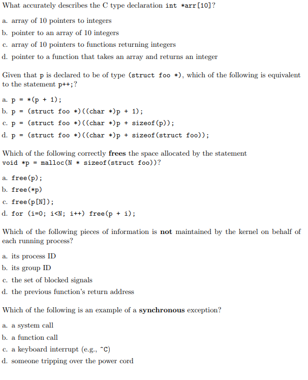 Solved Which of the following types of exceptions is usually | Chegg.com