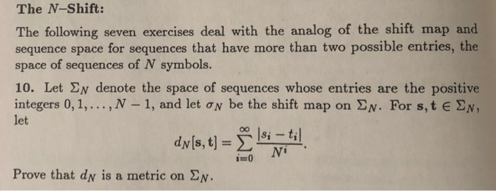 Solved The N-Shift: The following seven exercises deal with | Chegg.com