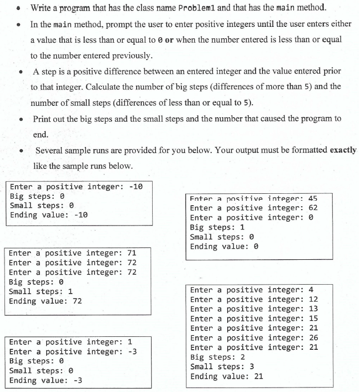 Solved Write a program that has the class name Problem1 and | Chegg.com