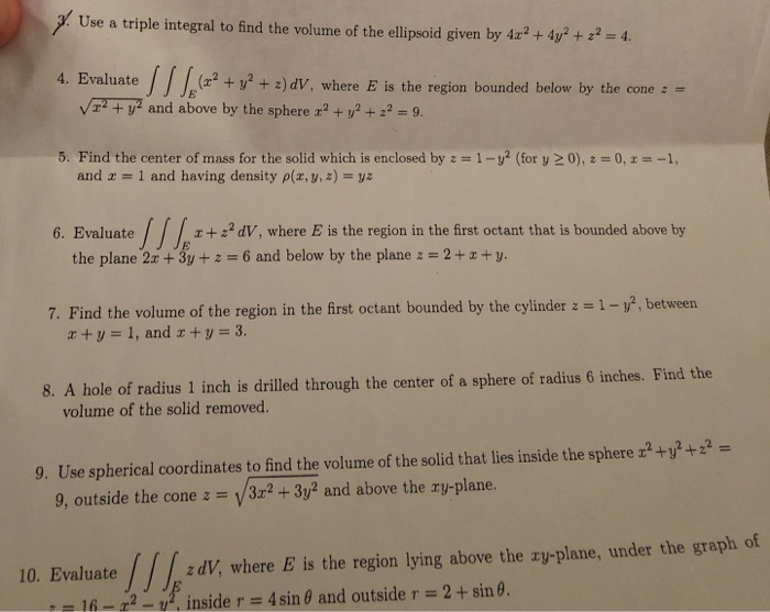 Solved Use a triple integral to find the volume of the | Chegg.com