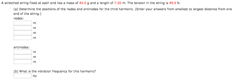 Solved A stretched string fixed at each end has a mass of | Chegg.com