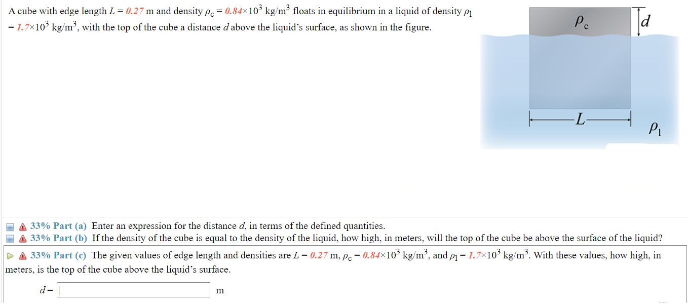 solved-a-cube-with-edge-length-l-0-27-m-and-density-chegg
