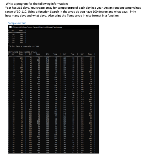 Solved Write a program for the following information: Year | Chegg.com