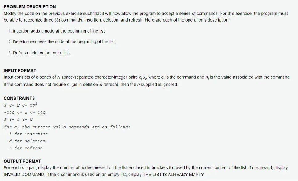Solved PROBLEM DESCRIPTION Modify the code on the previous | Chegg.com