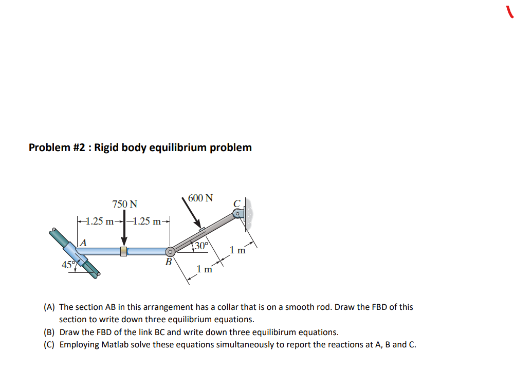 Solved Problem \#2 : Rigid body equilibrium problem (A) The | Chegg.com