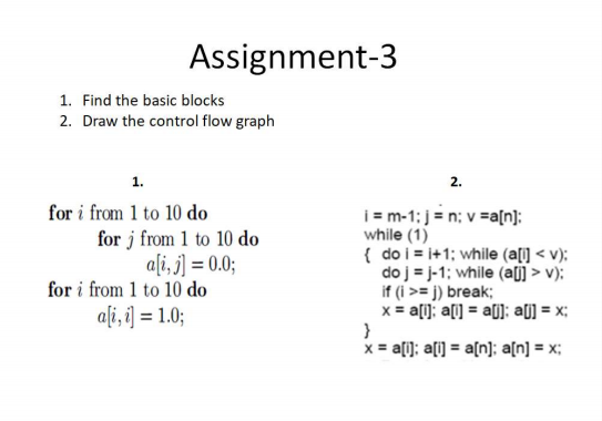 Solved Assignment-3 1. Find the basic blocks 2. Draw the | Chegg.com
