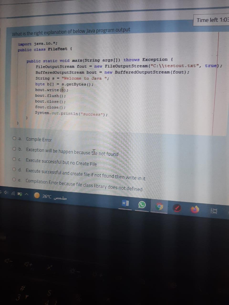 Solved Time left 1:03 What is the right explanation of below | Chegg.com
