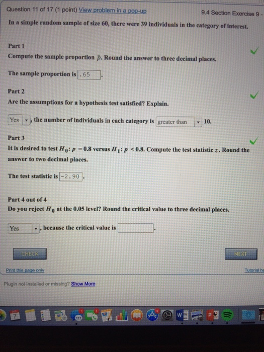 Solved Question 11 of 17 (1 point) View problem in a pop-up | Chegg.com