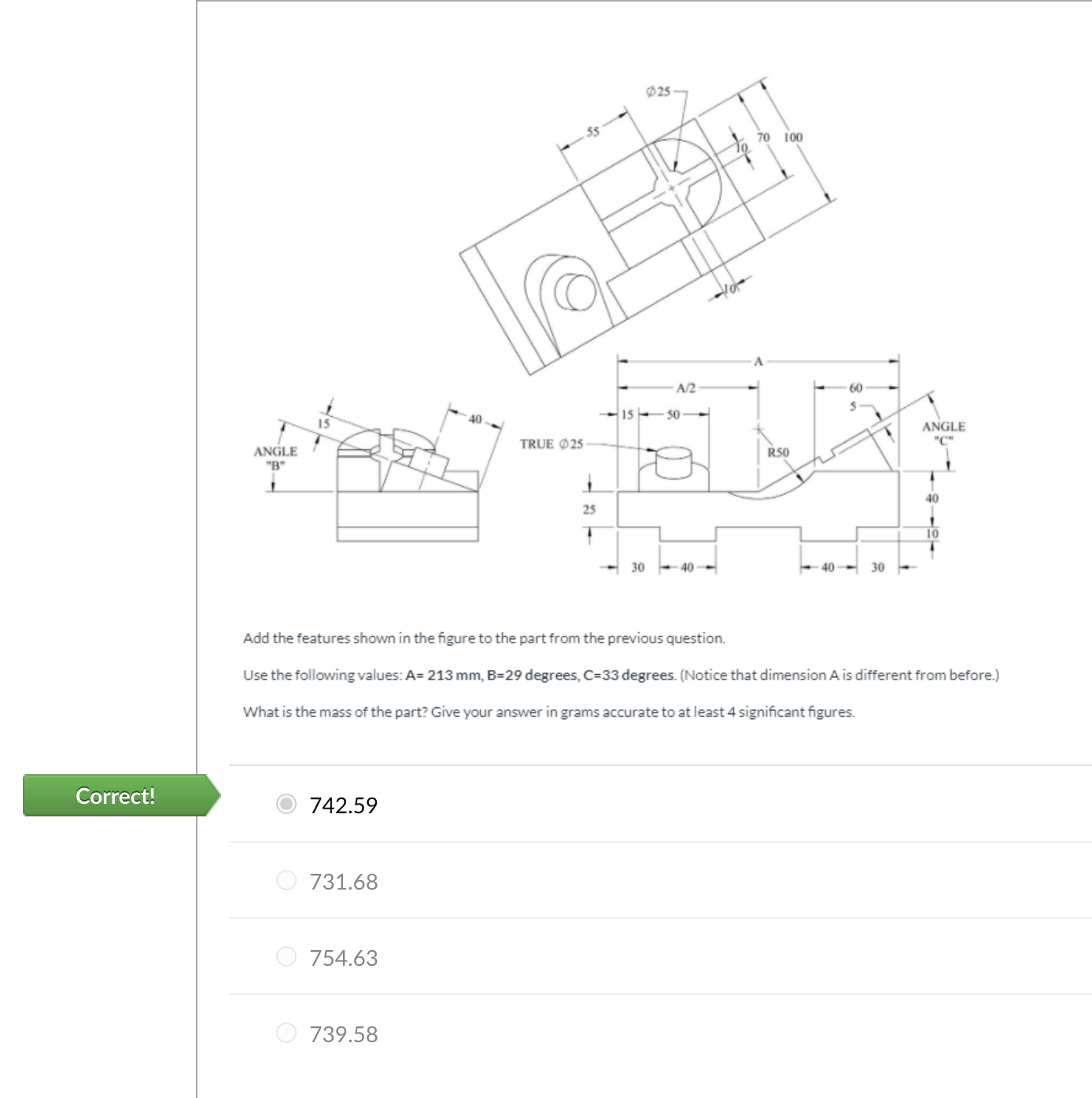 Solved Model the part shown in the figure. The material is | Chegg.com