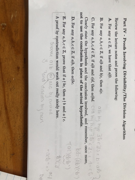 Solved Part IV - Proofs Involving Divisibility/The Division | Chegg.com