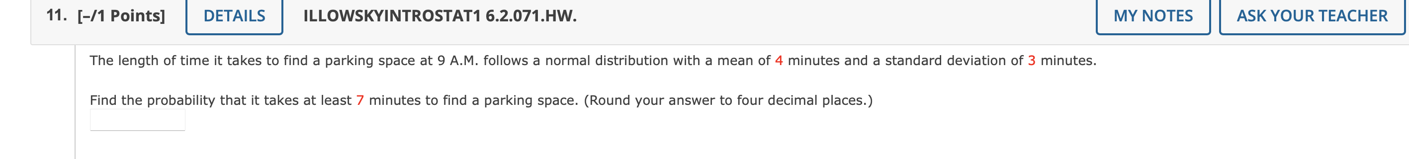 Solved 11. [-/1 Points] DETAILS ILLOWSKYINTROSTAT1 | Chegg.com