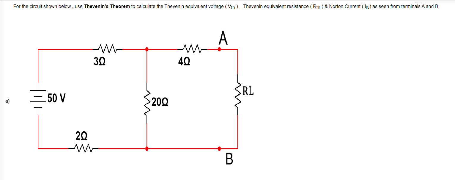 Solved For the circuit shown below, use Thevenin's Theorem | Chegg.com