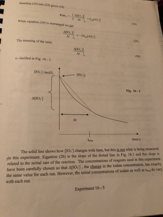 Lab - Chemical Kinetics: The Method of Initial Rates. | Chegg.com
