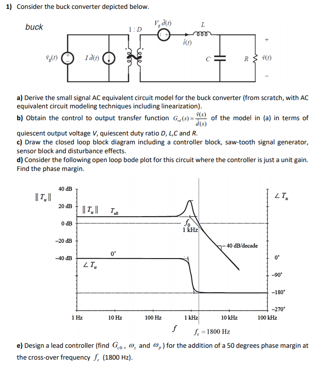 Solved 1) Consider the buck converter depicted below. buck | Chegg.com