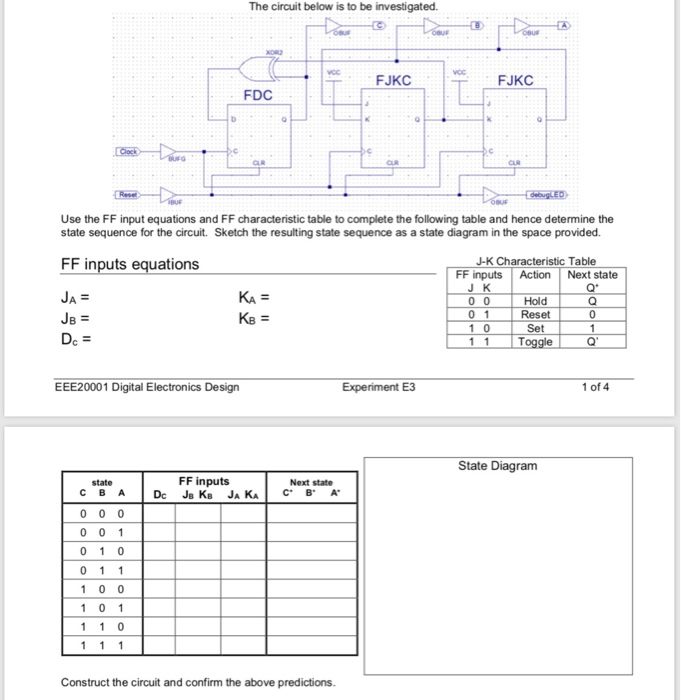 Solved The circuit below is to be investigated FJKC FJKC FDC | Chegg.com
