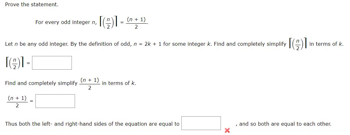 Solved Prove the statement. For every odd integer n, ⌈ | Chegg.com