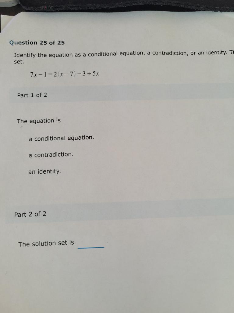 Solved Question 25 of 25 Identify the equation as a | Chegg.com