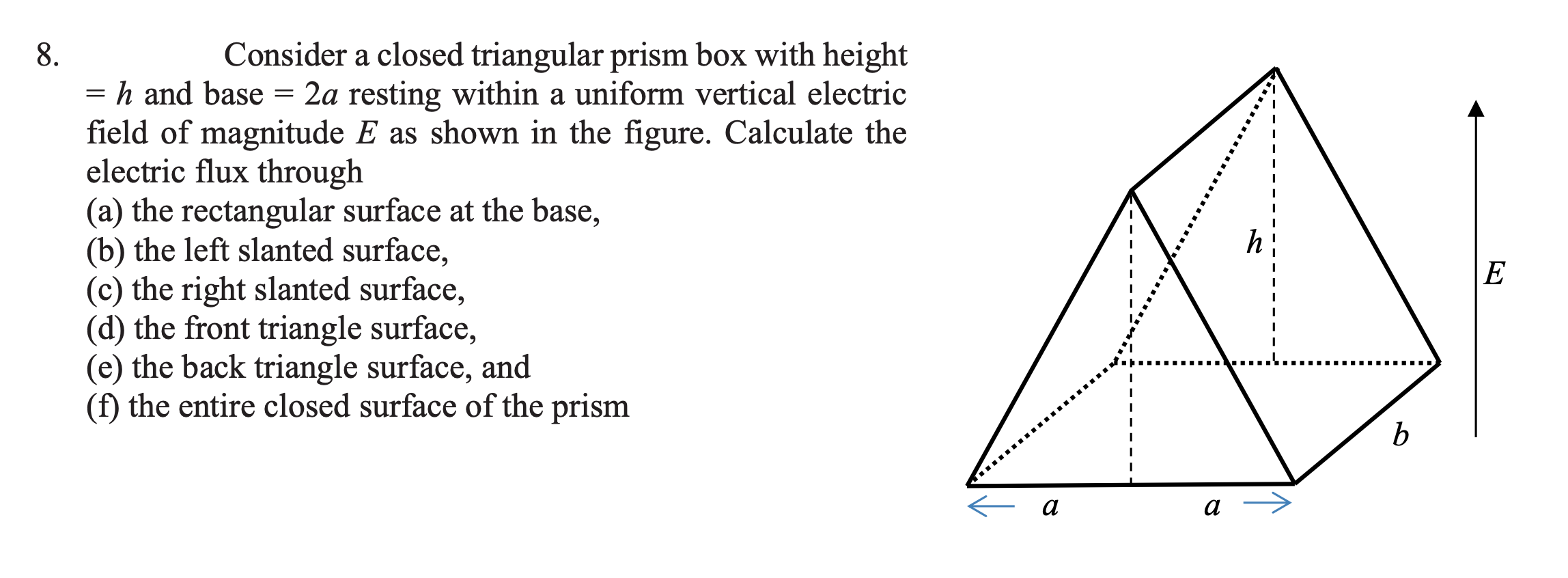 Solved 8. Consider a closed triangular prism box with | Chegg.com