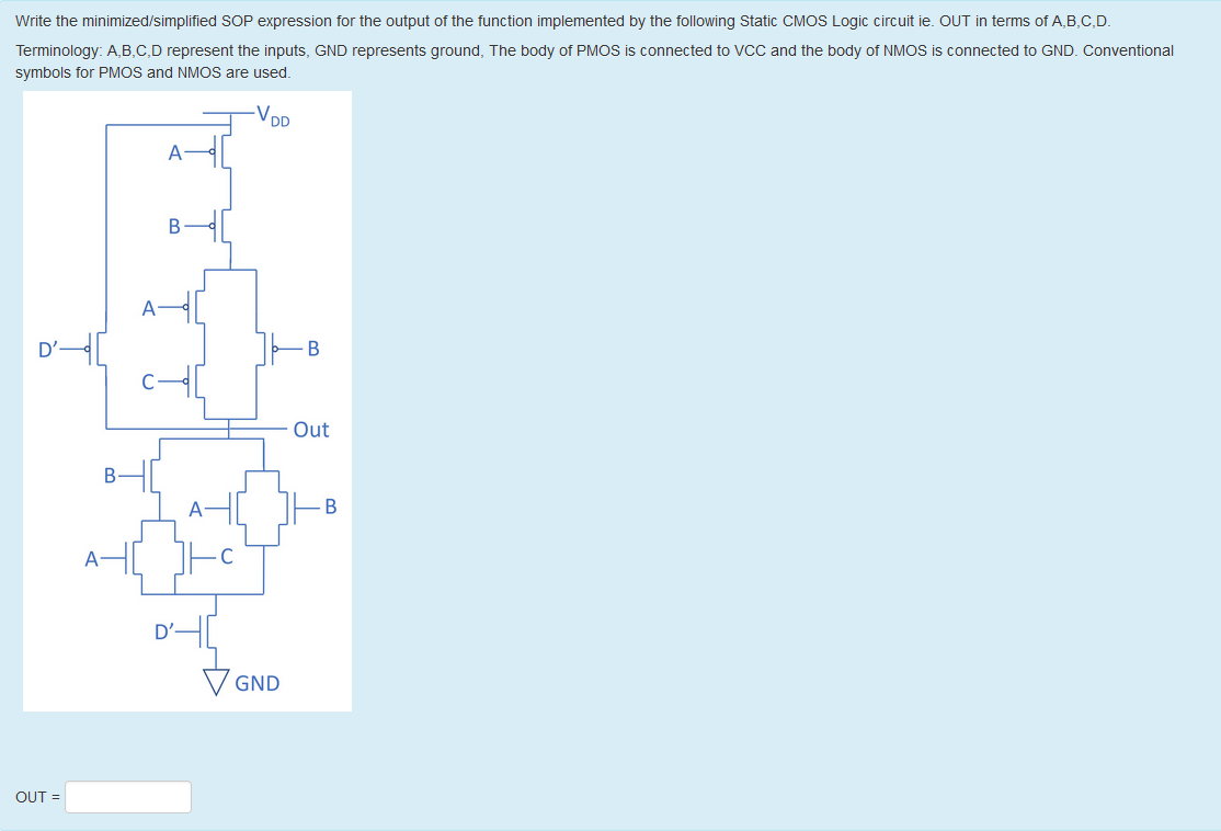 Solved Write the minimized/simplified SOP expression for the | Chegg.com