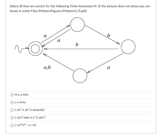 Solved Select all that are correct for the following Finite | Chegg.com
