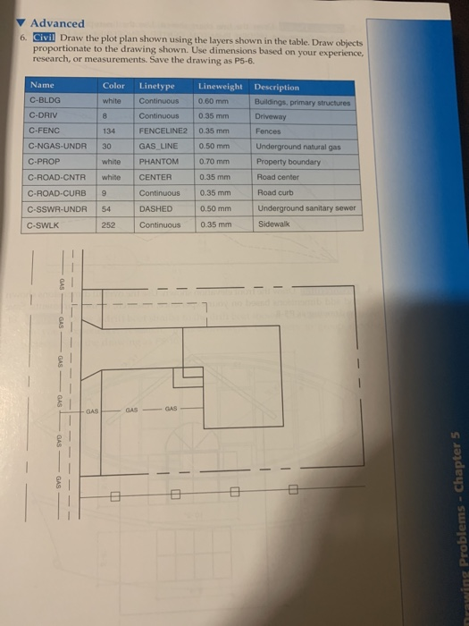 Advanced 6. Civil Draw the plot plan shown using the | Chegg.com