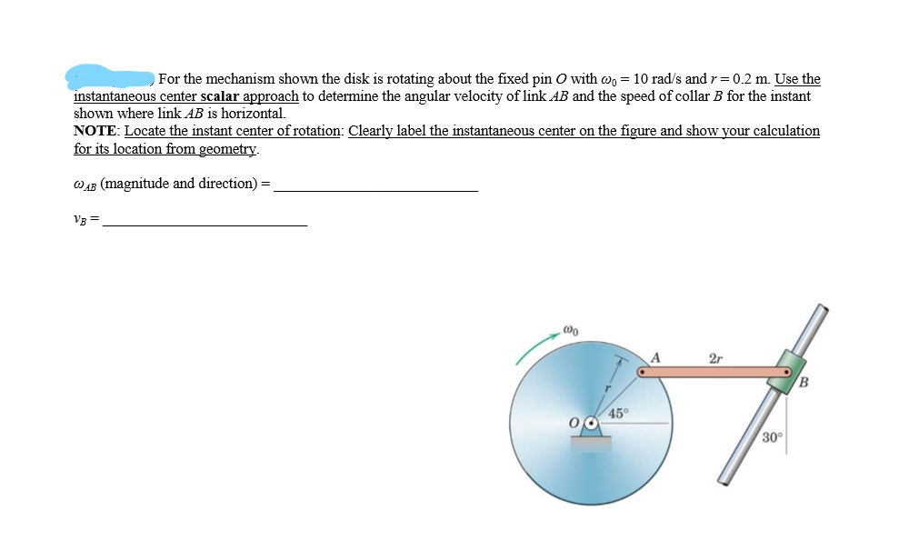 Solved For the mechanism shown the disk is rotating about | Chegg.com