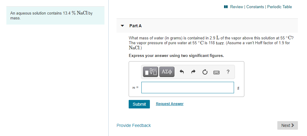 Solved M Review Constants Periodic Table An aqueous solution | Chegg.com