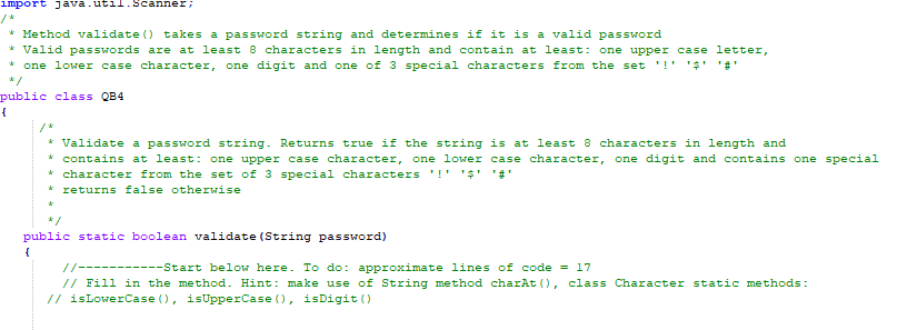 Solved import java.util.Scanner; * Method validate() takes a | Chegg.com