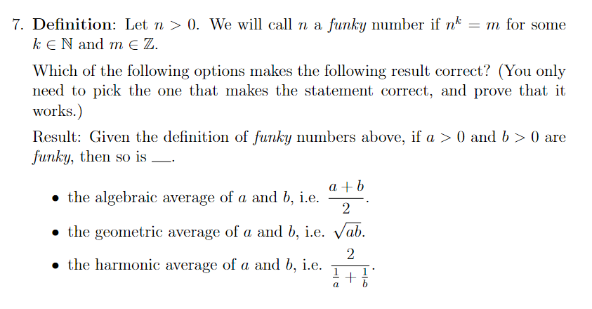 Solved Definition: Let n>0. ﻿We will call n ﻿a funky number | Chegg.com