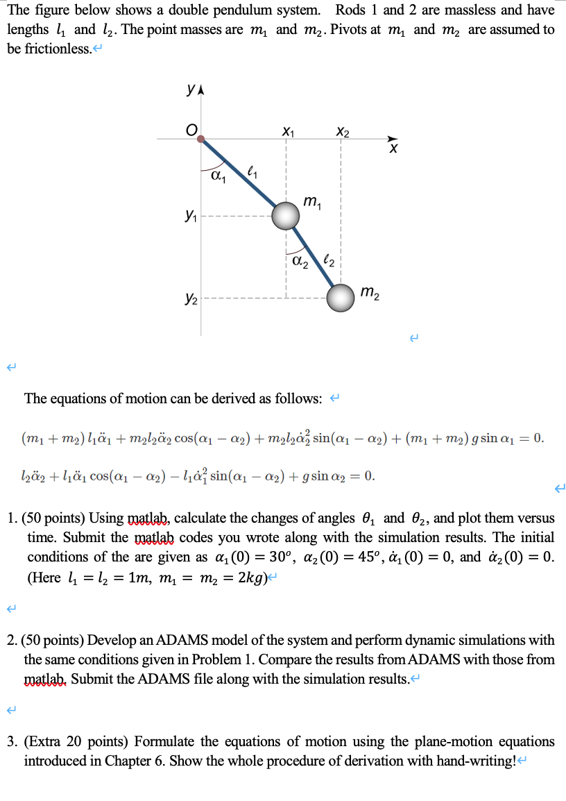 Solved The figure below shows a double pendulum system. Rods | Chegg.com