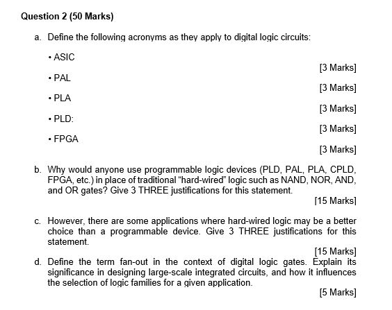 Solved Question 2 (50 ﻿Marks)a. ﻿Define the following | Chegg.com