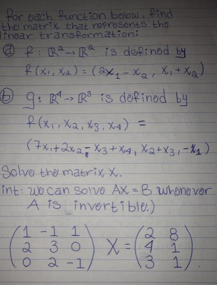 Solved (c) f:R2→R2 is defined by f(x1,x2)=(2x1−x2,x1+x2) (b) | Chegg.com