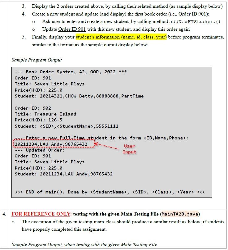 Solved Create a public Java class BkOrderSys, in file | Chegg.com
