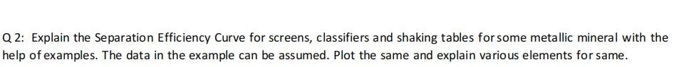 Q2: Explain the Separation Efficiency Curve for | Chegg.com